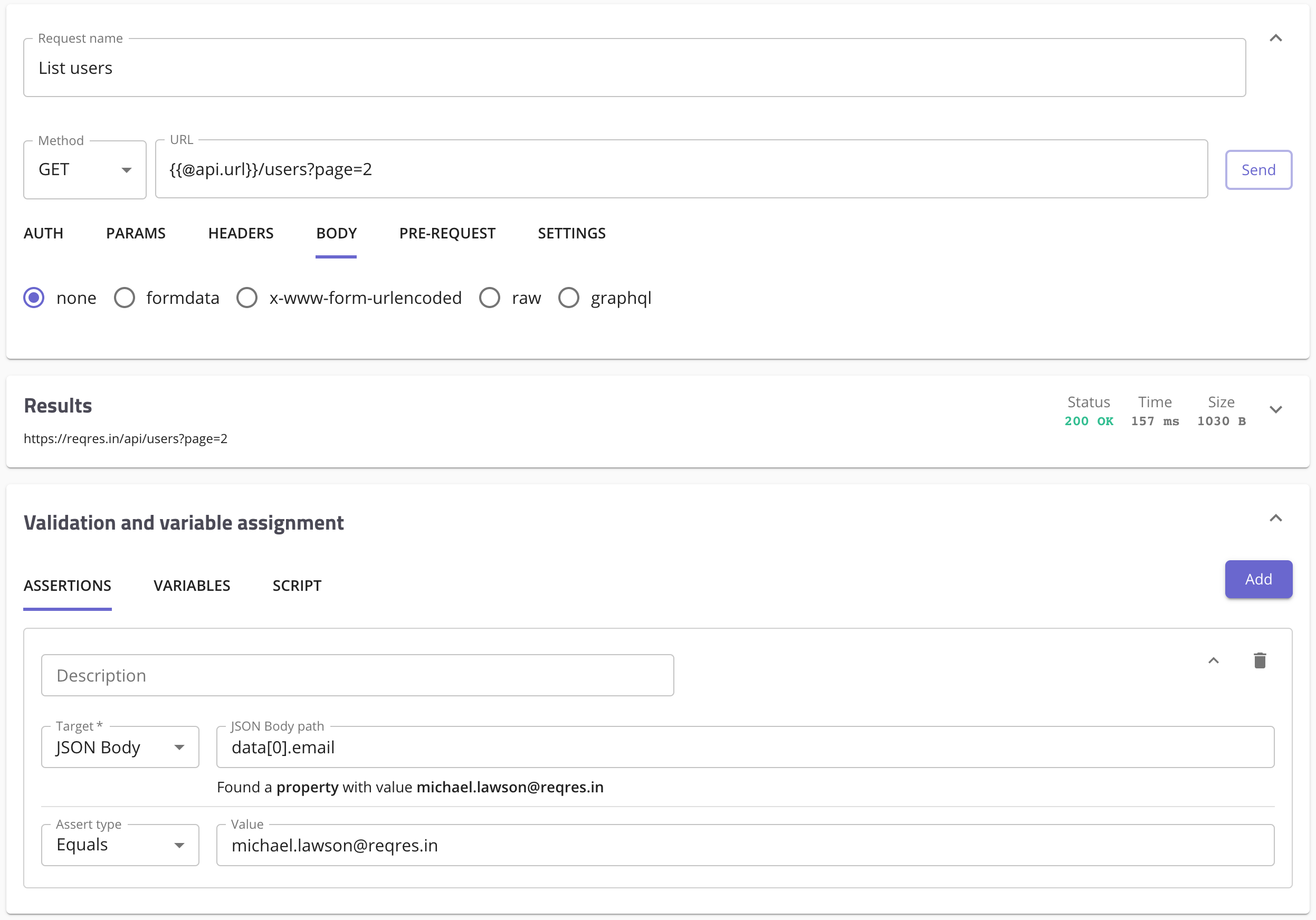 APIレスポンスの検証 – mablヘルプ